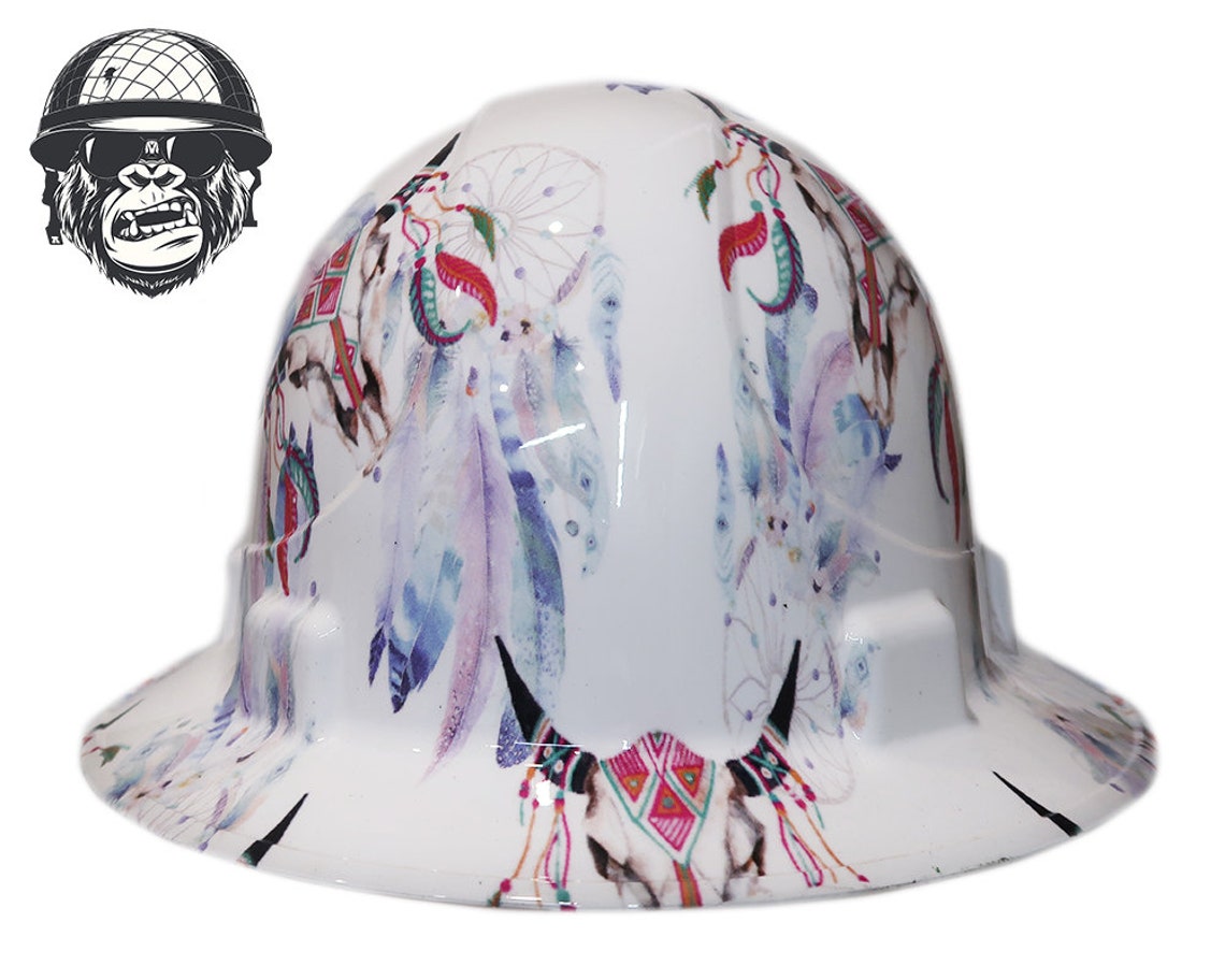 Custom Hydrographic Safety Hard Hat Dream Catcher Bull AZTEC - Etsy
