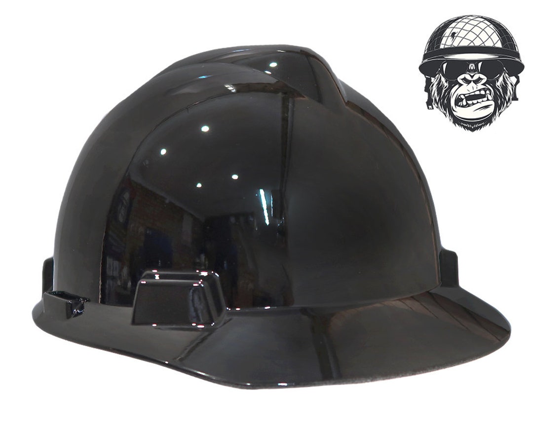 Custom Hydrographic Cap Style Safety Hard Hat Industrial BLACK GLOSS ...