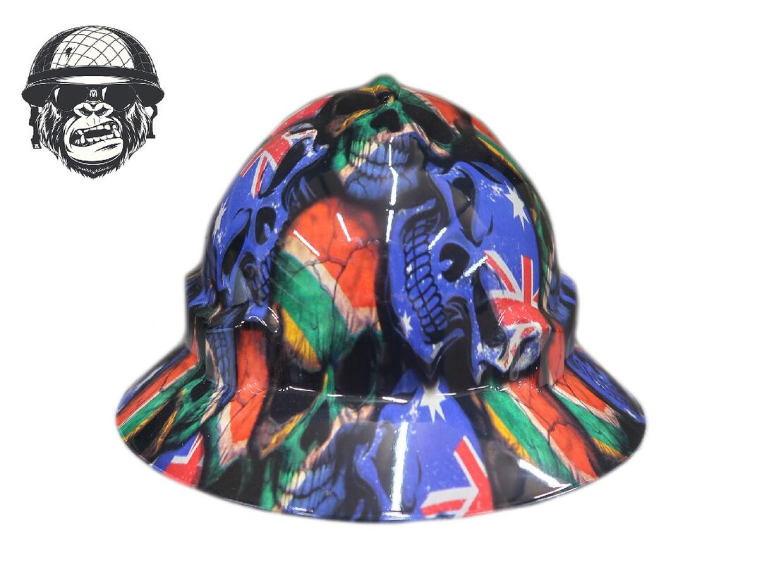 Custom Hydrographic Safety Hard Hat SOUTH AFRICA AUSSIE Skulls Pro ...