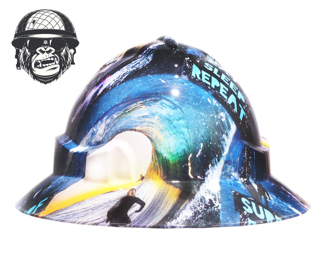 Custom Hydrographic Safety Hard Hat Beach Waves Surfboard - SURFER Pro ...