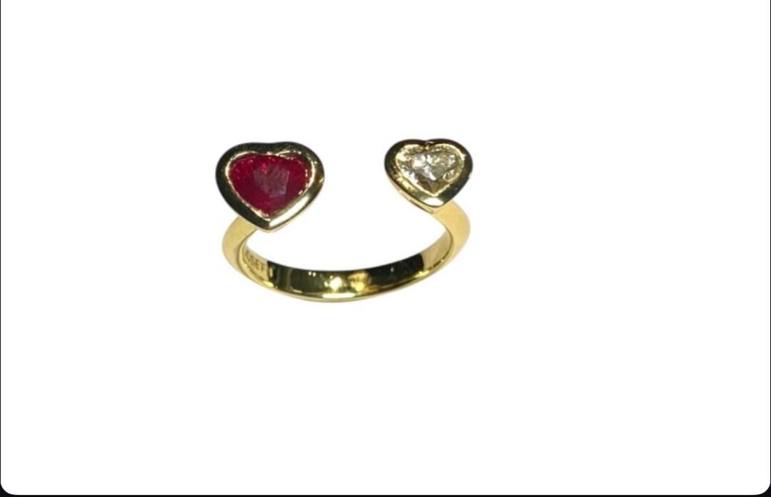 Handmade 18k Gold Heart Ring: Ruby & GIA Diamond Romantic Jewelry - Etsy