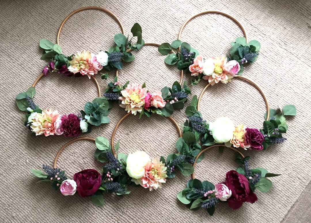Custom Made Bridal and Bridesmaid Wedding Hoops - Copper or Wood ...