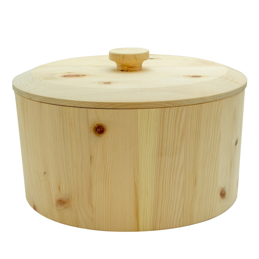 High-quality Round Bread Box Made of Solid Pine Wood Lunch Box With ...