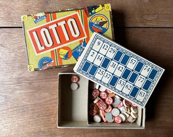 Vintage Blue and Tan Lotto Game Cards With Numbers by Milton Bradley ...