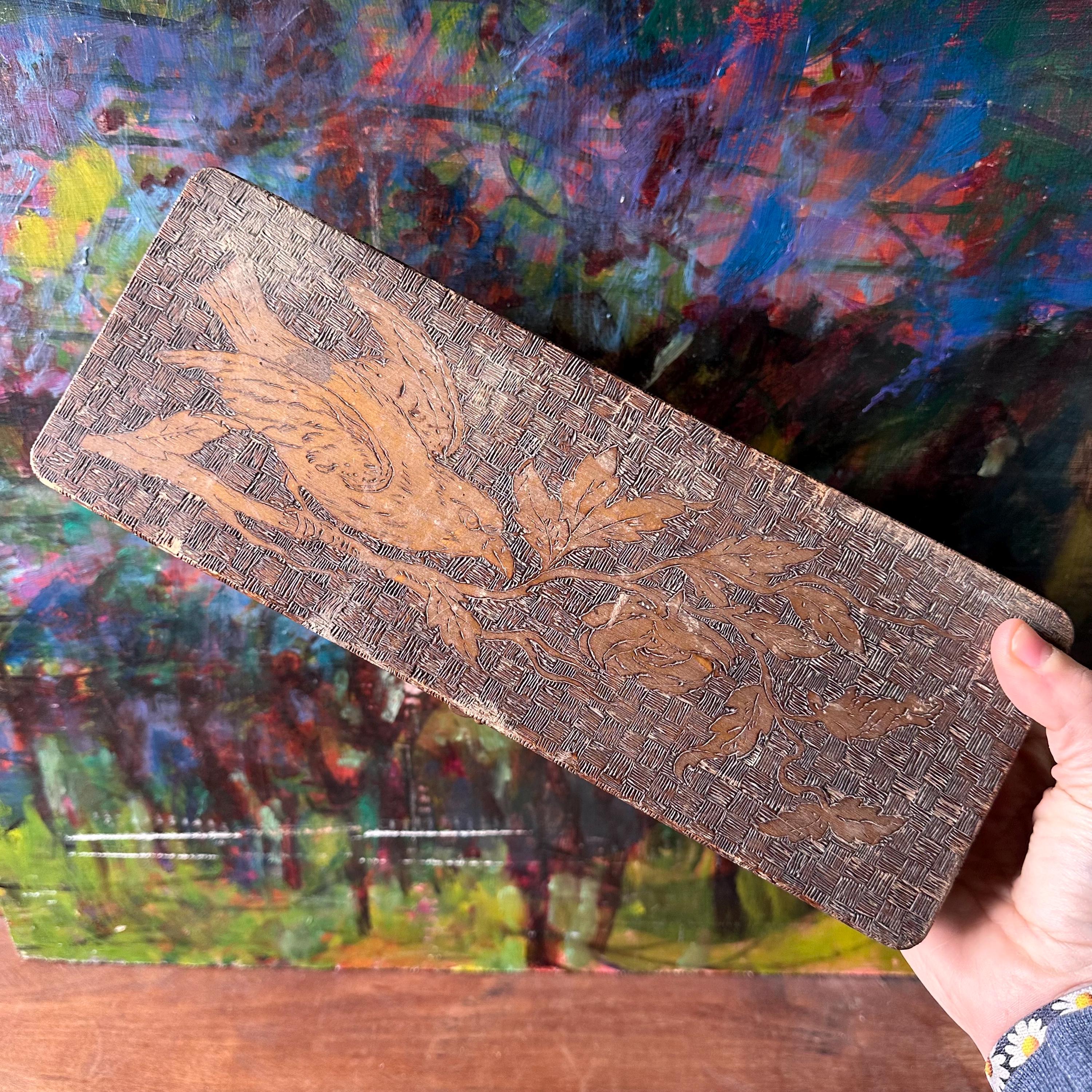 Pyrography Glove Box with Birds and Flowers