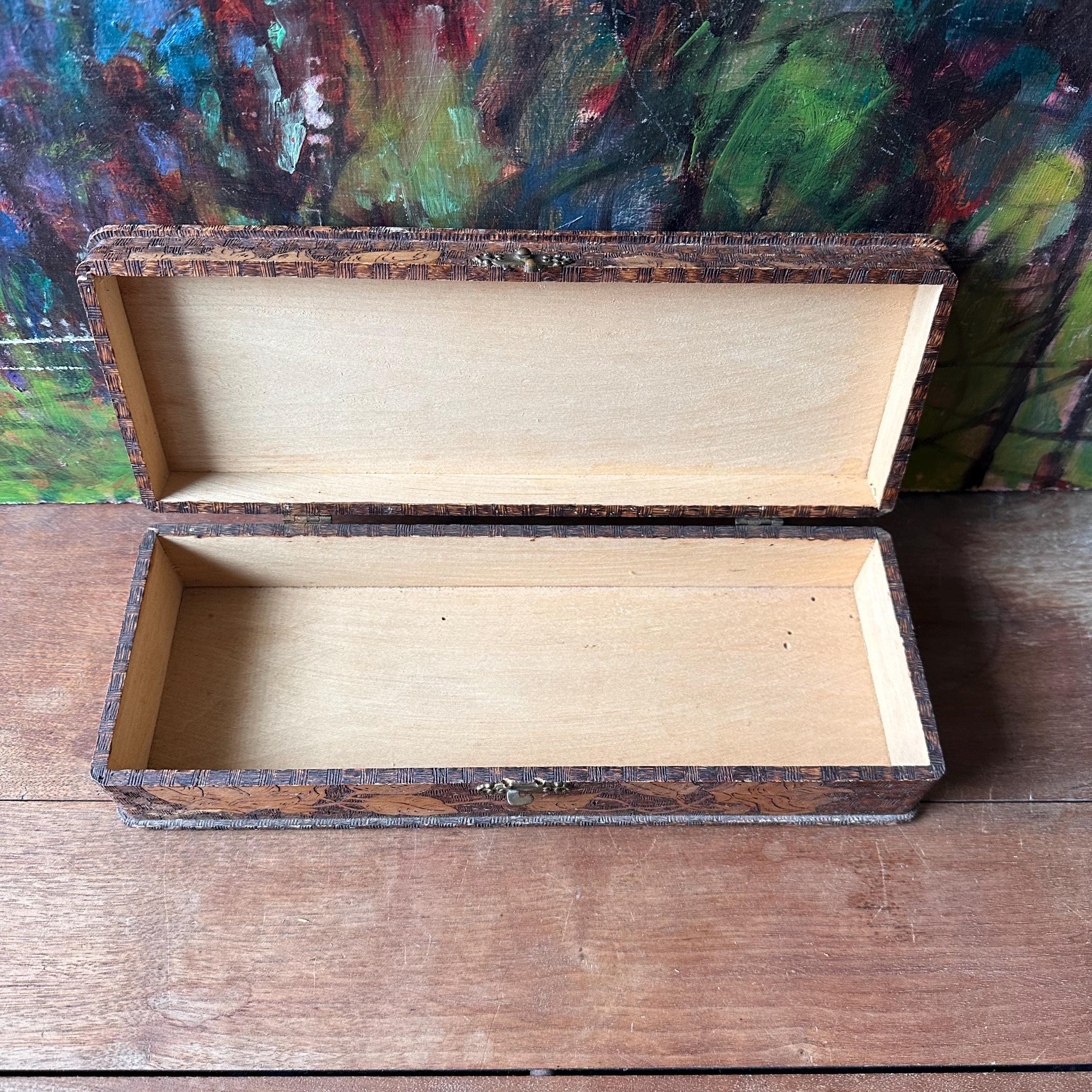 Pyrography Glove Box with Birds and Flowers