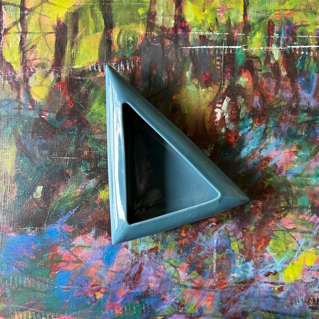 Blue Ceramic Dalvo Triangle Planter / Vase Vintage - Etsy