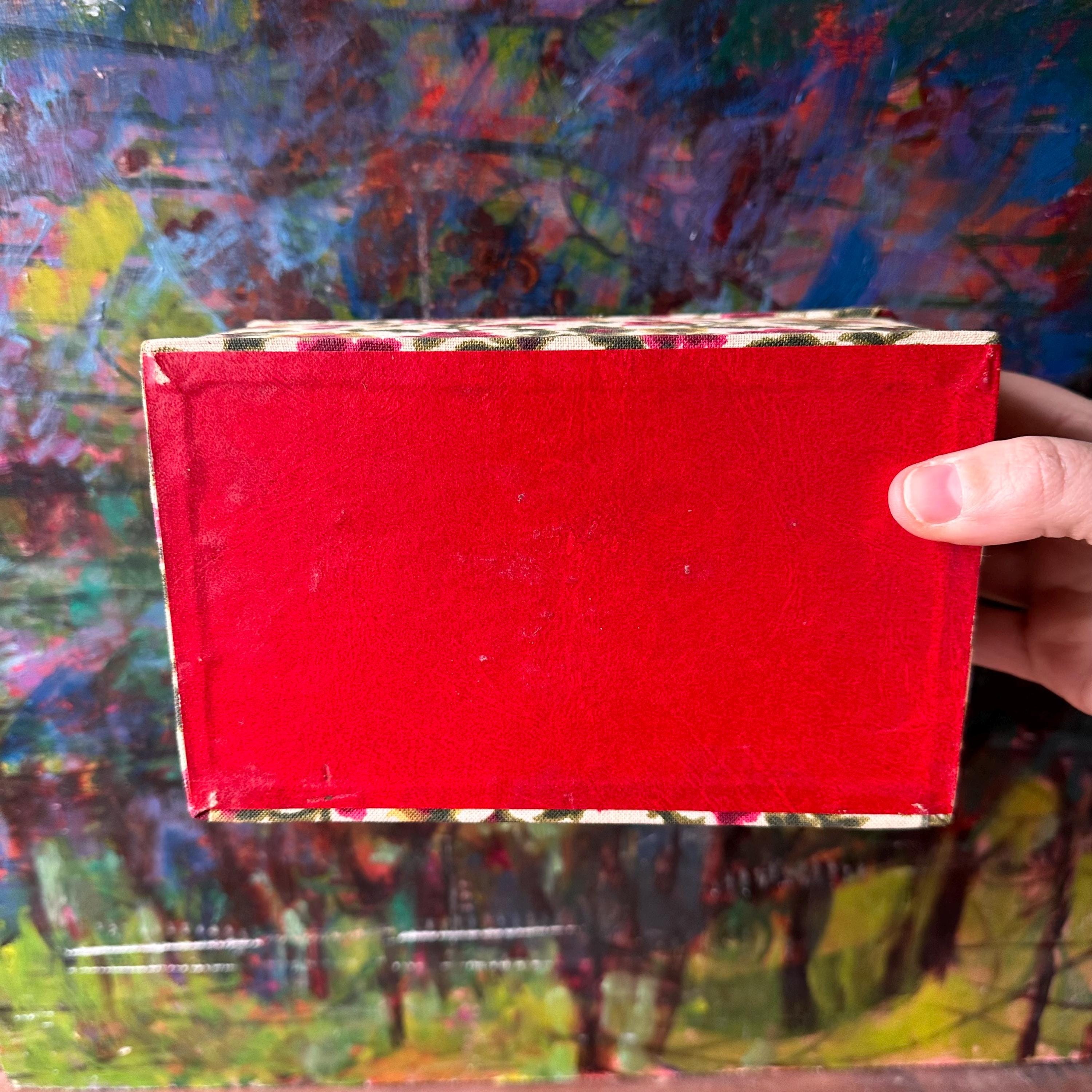 Vintage French Flower Fabric Storage Box with Hinged Lid