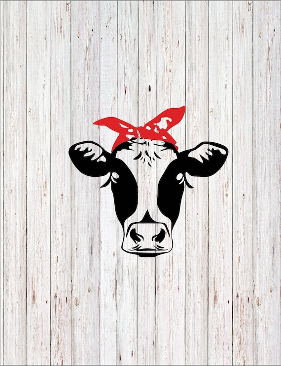 Grunge Cow SVG Cow With Bandana SVG SVG Files for Cricut | Etsy