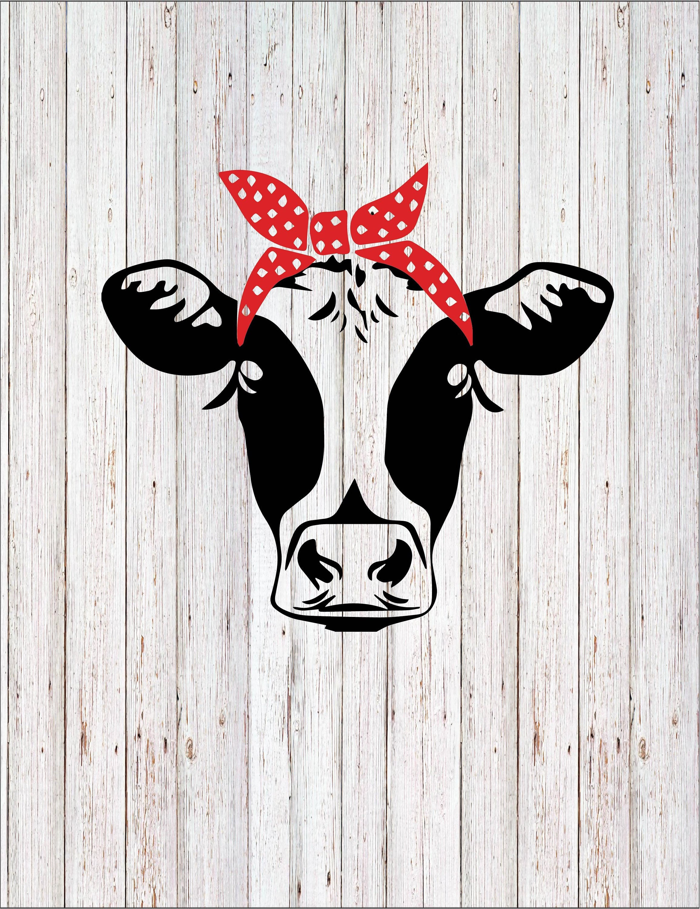 Bandana Cow SVG, Cow With Bandana SVG, SVG Files for Silhouette, Cricut ...
