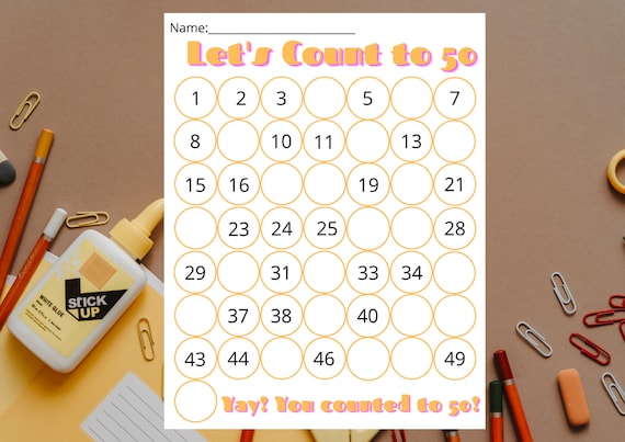 Let's Count to 50 Counting Numbers 50 Kindergarten | Etsy