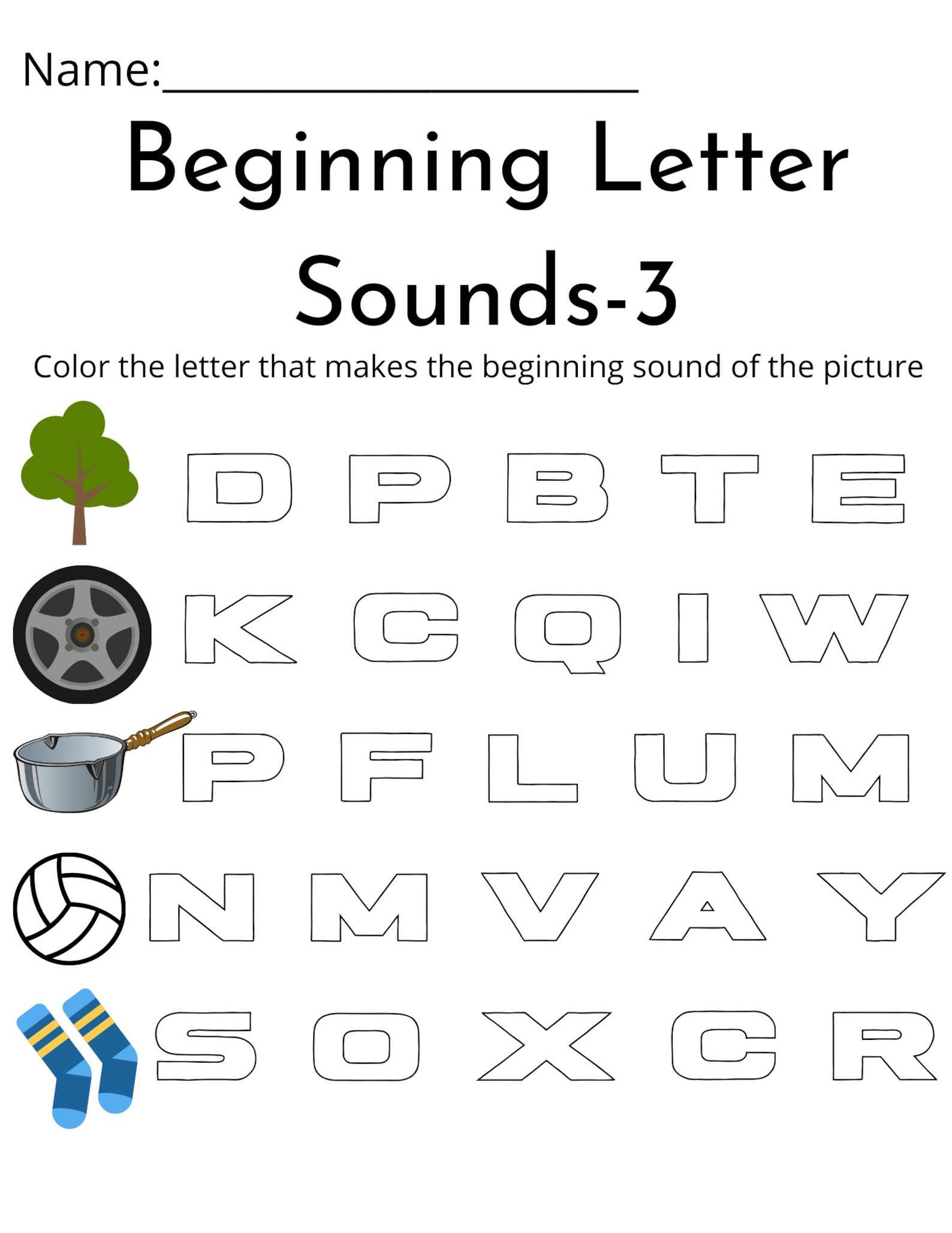 Beginning Letter Sounds, Phonics, Letters, Set of 3, Kindergarten - Etsy
