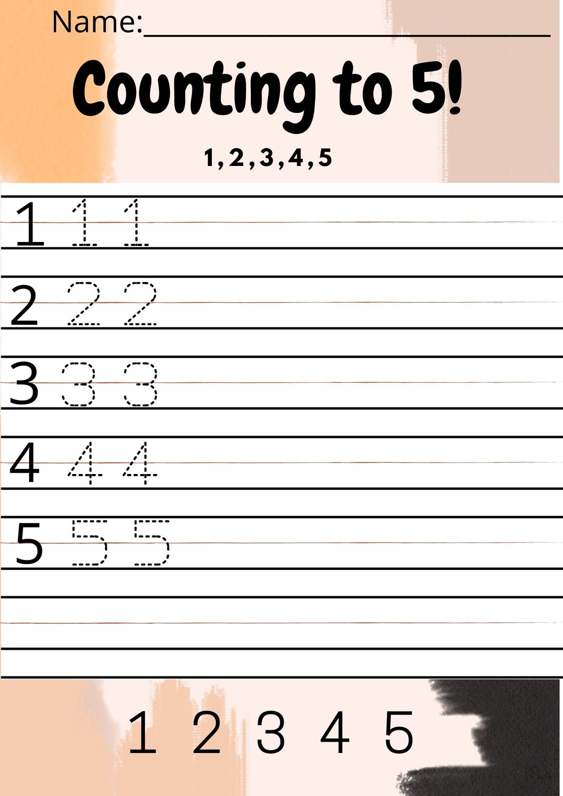 Counting to 5 Worksheet, Pre School and Kindergarten, Summer Activity ...