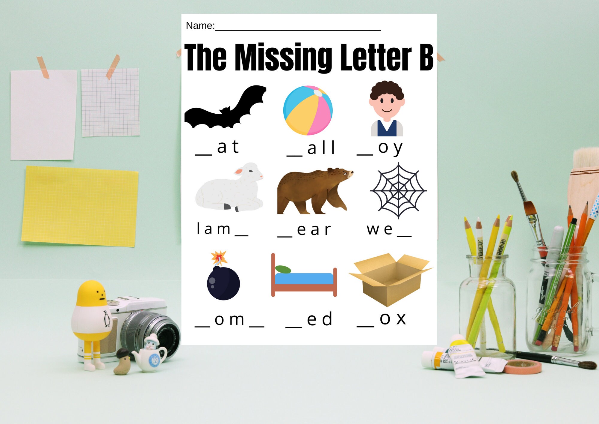 The Missing Letter 'B' Worksheet - Etsy