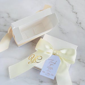 Custom Ivory Favor Boxes With Ribbon Decor for Wedding, Bridal Party ...