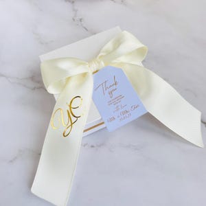 Custom Ivory Favor Boxes With Ribbon Decor for Wedding, Bridal Party ...