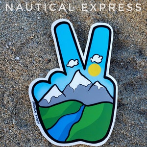 Peace Sign Sticker / Mountains Sticker / Hiking Sticker / Peace Sign ...