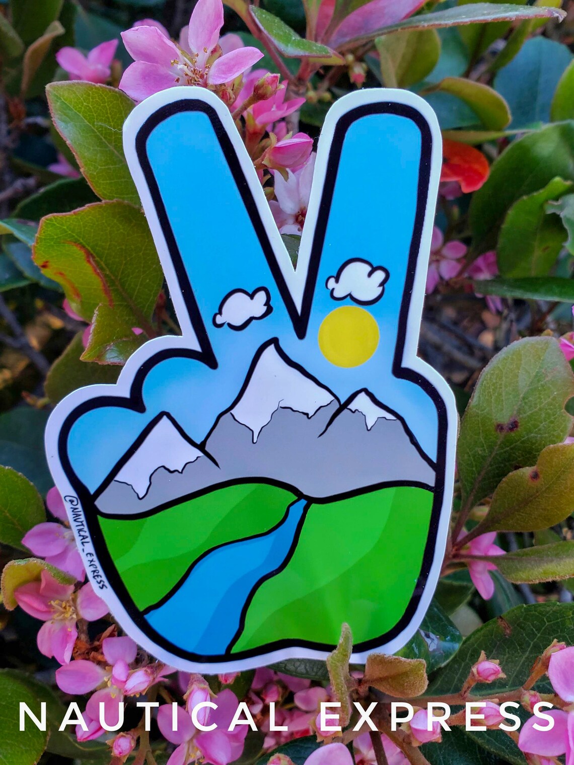Peace Sign Sticker / Mountains Sticker / Hiking Sticker / Peace Sign ...