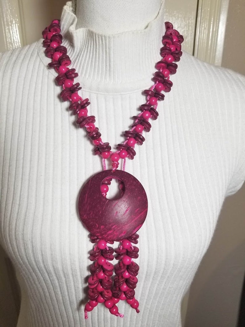 Tagua Wood Coconut Shell Necklace - Etsy