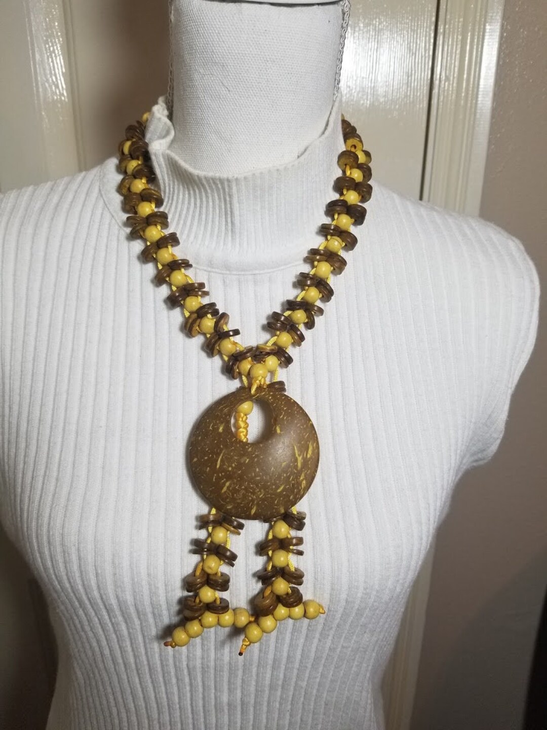 Tagua Wood Coconut Shell Necklace - Etsy