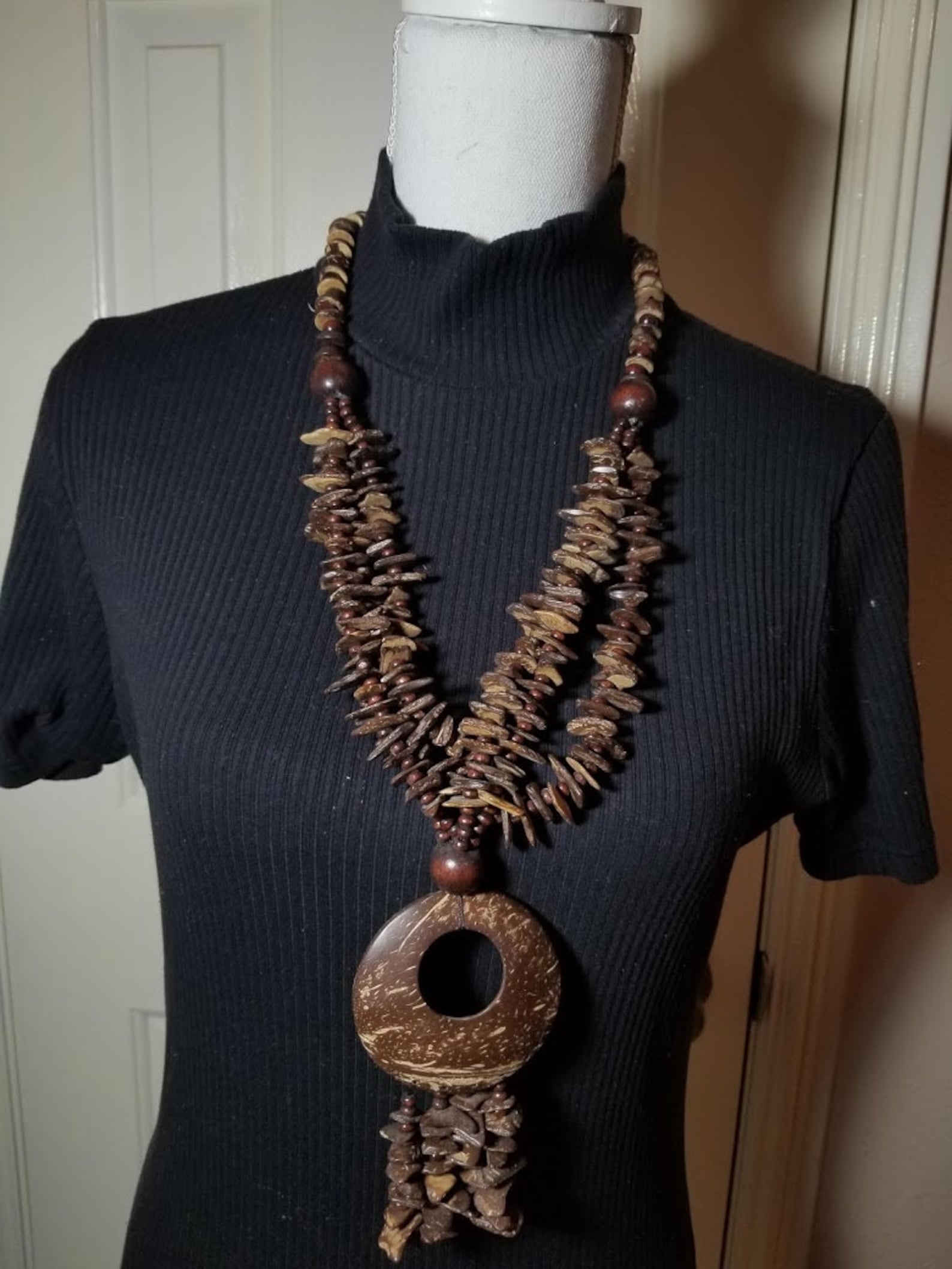 Tagua Wood Coconut Shell Necklace - Etsy