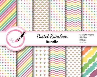 Pastel Chevron Digital Paper, Chevron Scrapbook Paper, Chevron Digital ...
