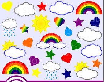Rainy Day Clipart Umbrellas and Shower Cloud Weather Graphics - Etsy