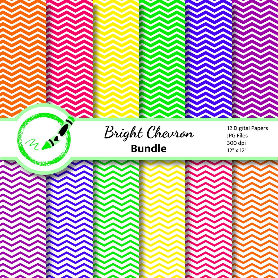 Bright Chevron Digital Paper Commercial Use, Chevron Scrapbook Paper ...