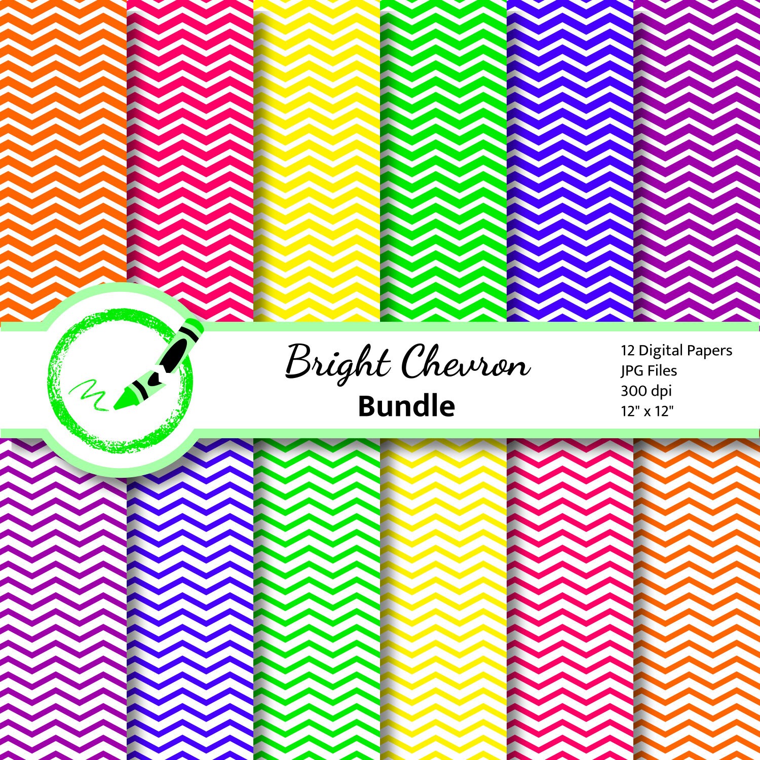 Bright Chevron Digital Paper Commercial Use, Chevron Scrapbook Paper ...