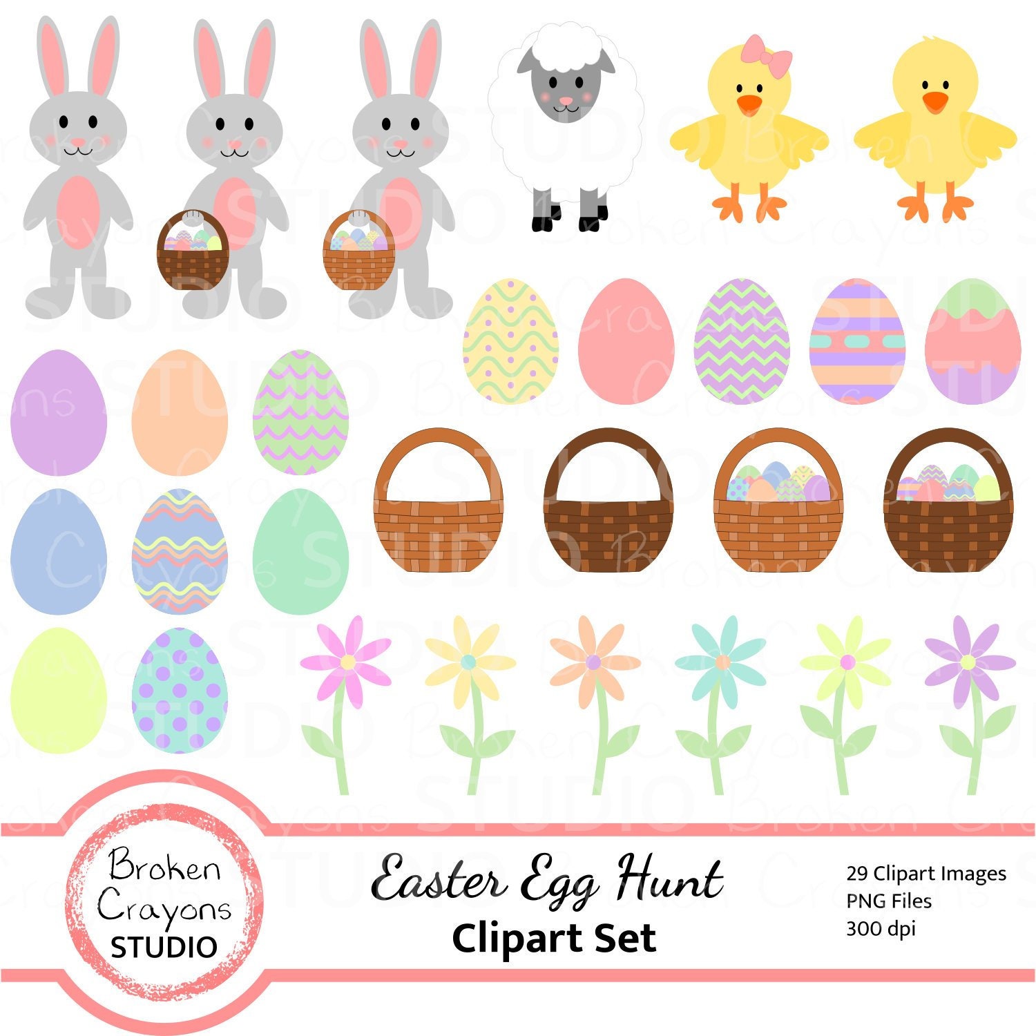 Easter Clipart Commercial Use, Easter Bunny Clipart, Easter Egg Clipart ...