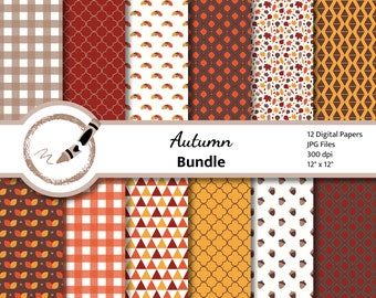 Fall Digital Paper Commercial Use, Autumn Background, Harvest Digital ...