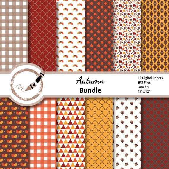 Autumn Digital Paper Commercial Use Fall Background Harvest | Etsy