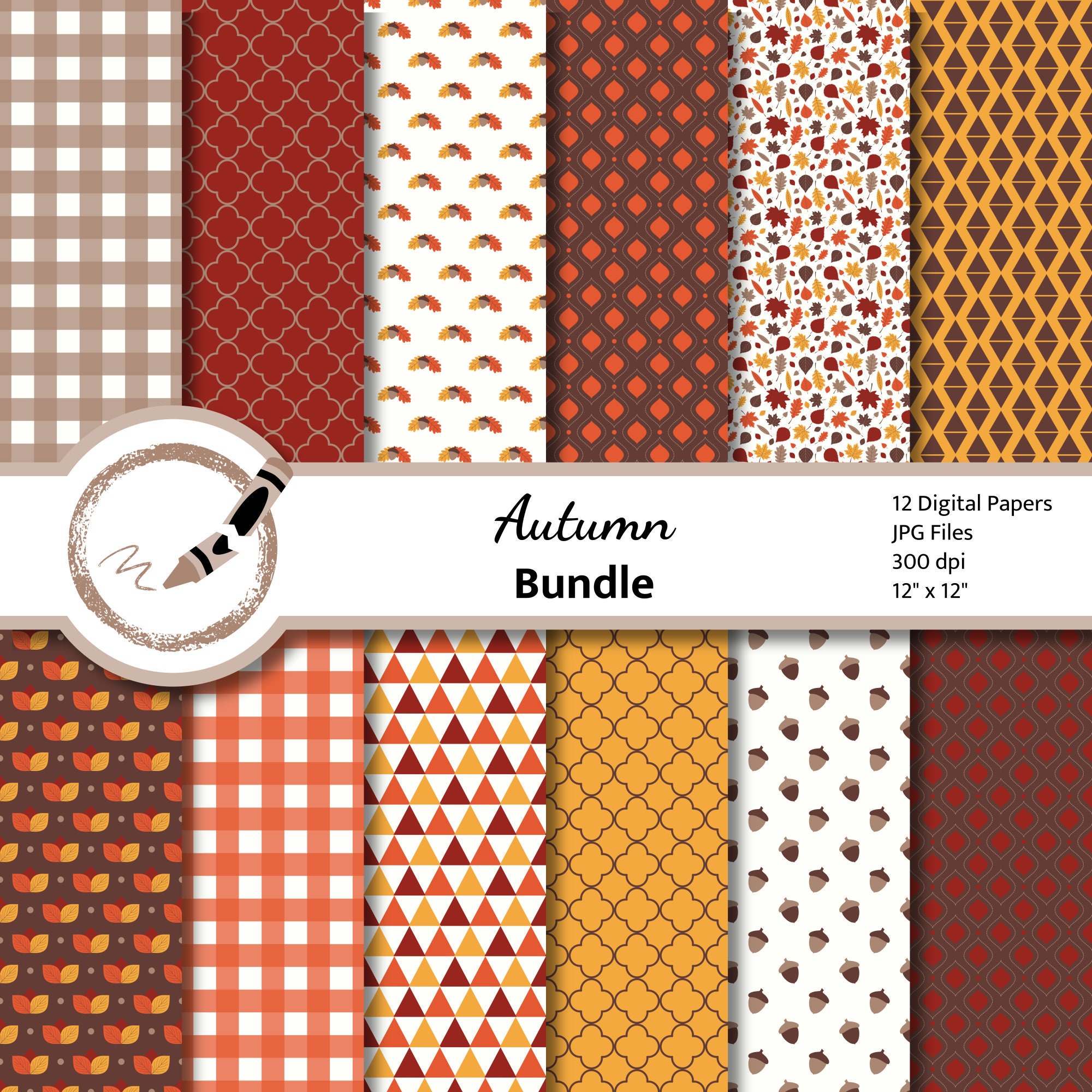 Autumn Digital Paper Commercial Use, Fall Background, Harvest Digital ...