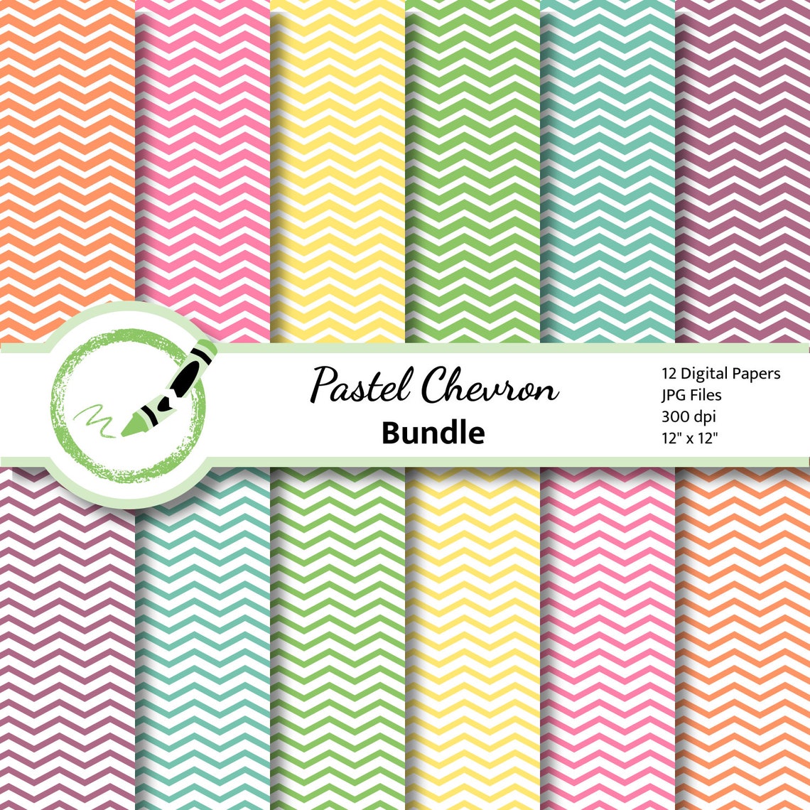 Pastel Chevron Digital Paper, Chevron Scrapbook Paper, Chevron Digital ...