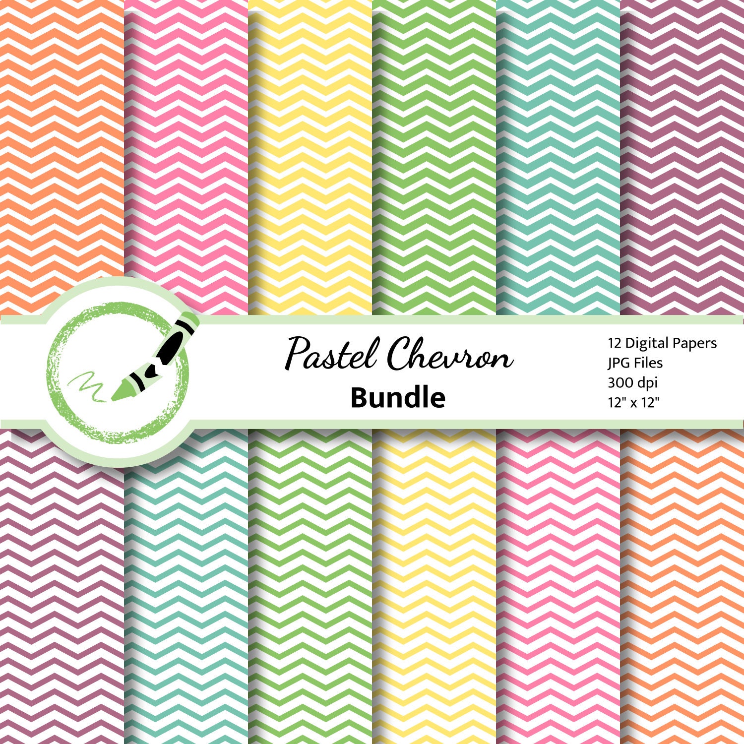 Pastel Chevron Digital Paper, Chevron Scrapbook Paper, Chevron Digital ...