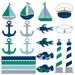 Nautical Clipart Set Commercial Use, Sea Clipart, Sailboat Clipart ...