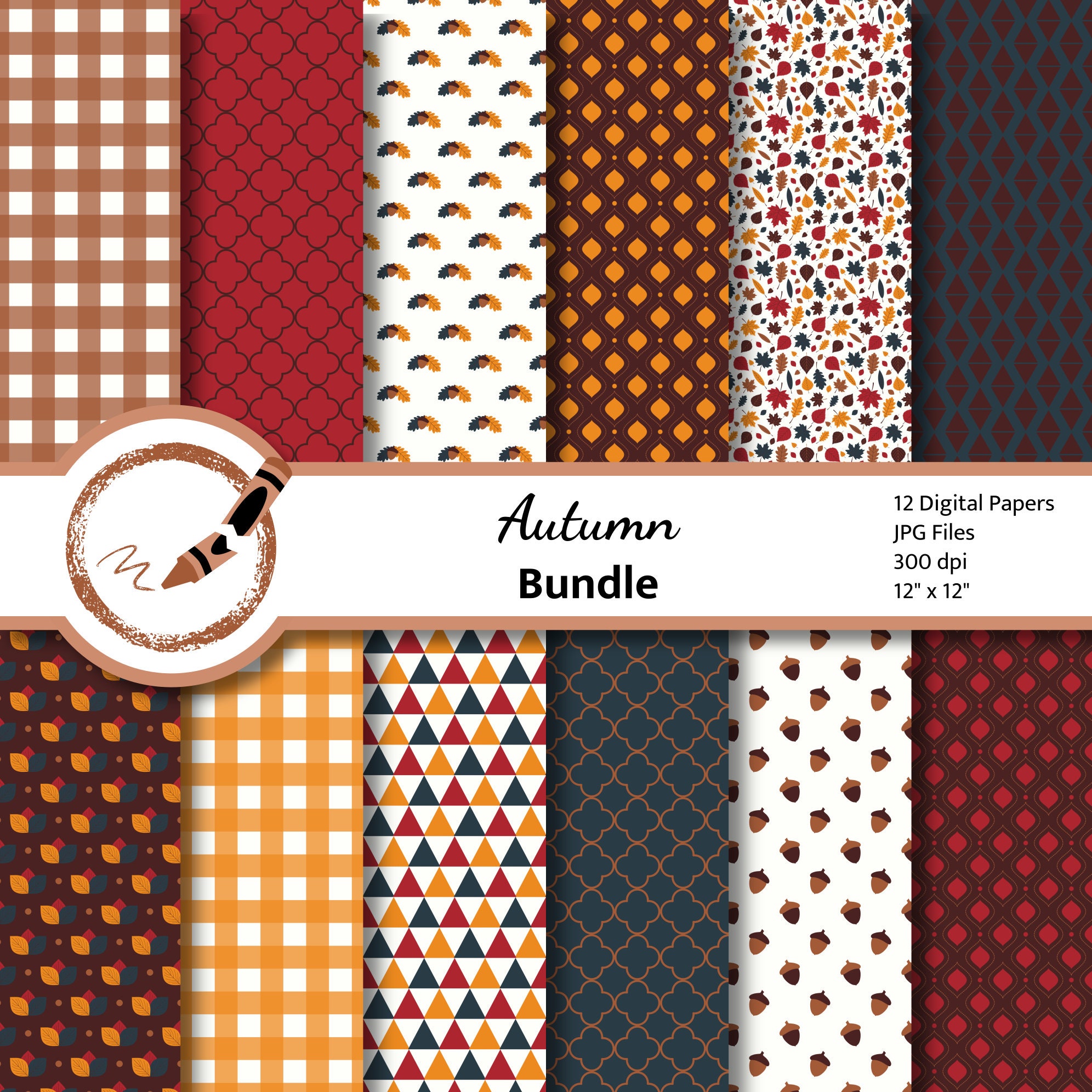 Fall Digital Paper Commercial Use, Autumn Background, Harvest Digital ...