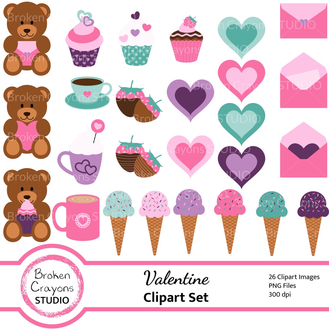 Valentine Clipart Set, Valentine’s Day Clipart, Love, Heart, Romance ...