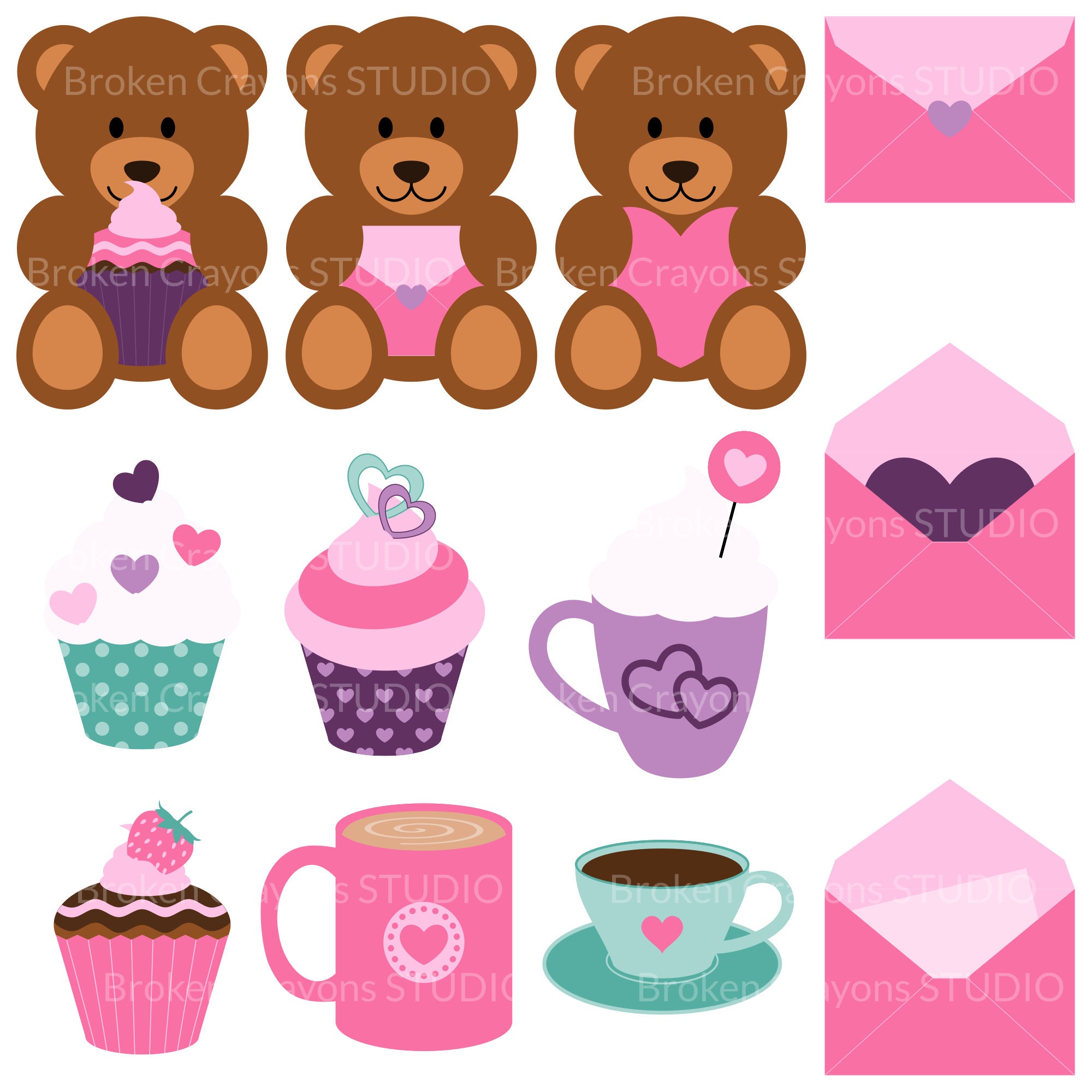 Valentine Clipart Set Valentines Day Clipart Love Heart - Etsy