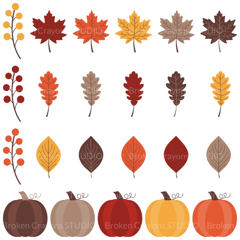 Autumn Clipart Commercial Use, Fall Clipart, Leaves Clipart, Pumpkin ...