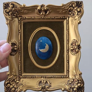 Mini Moon } Hand Painted Moon Phase Art Gallery Wallpaper Vintage Frame ...