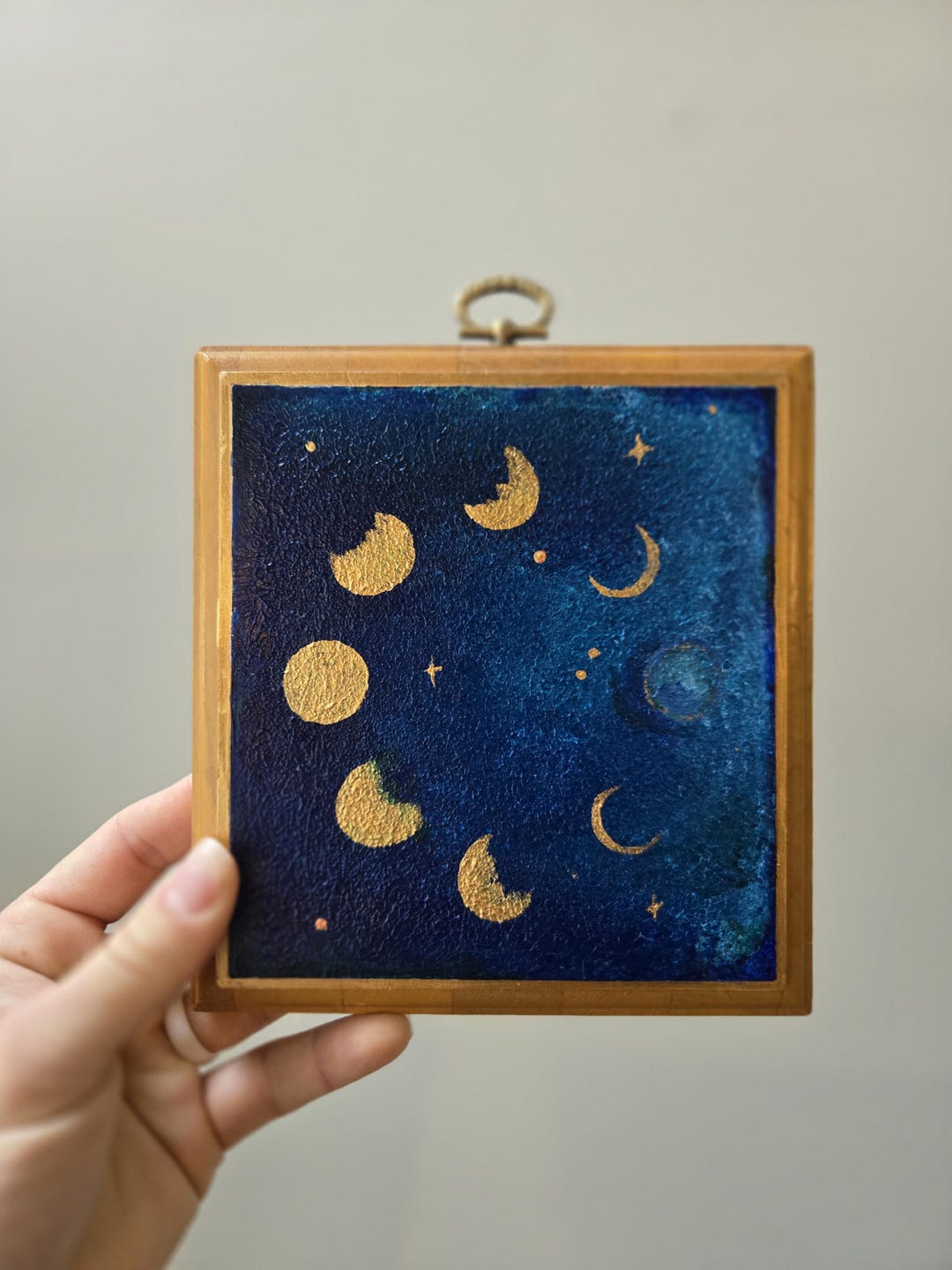 Mini Moon Hand Painted Moon Phase Art Gallery Wallpaper Vintage Frame ...