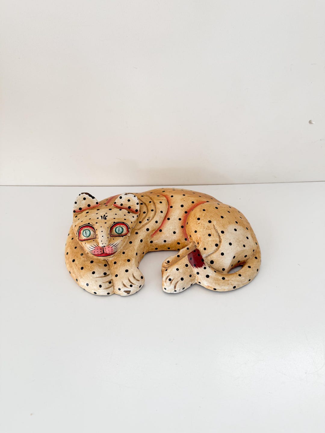 Hand Carved Bali Folk Art Laying Cat - Etsy