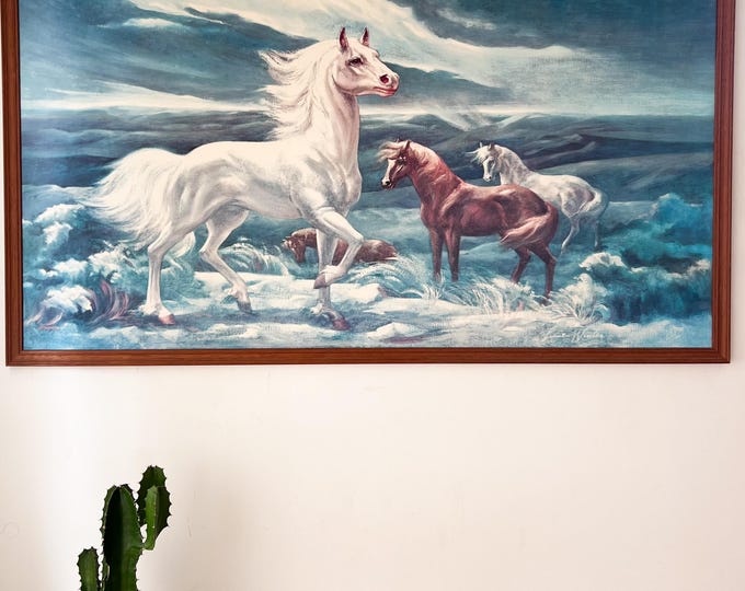 1950s Lumen Winter "white Stallion in the Moonlight" Framed Picture - Etsy