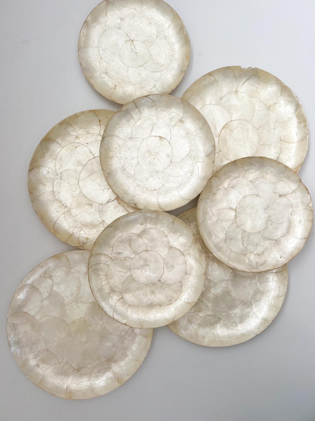 Vintage Capiz Plate Set - Etsy