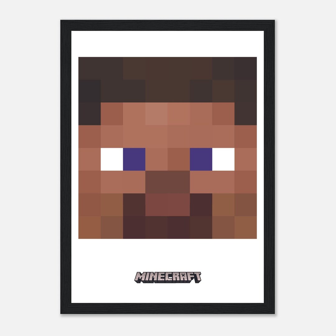 Minecraft STEVE Print Artwork - Premium Matte Paper Wooden Framed ...
