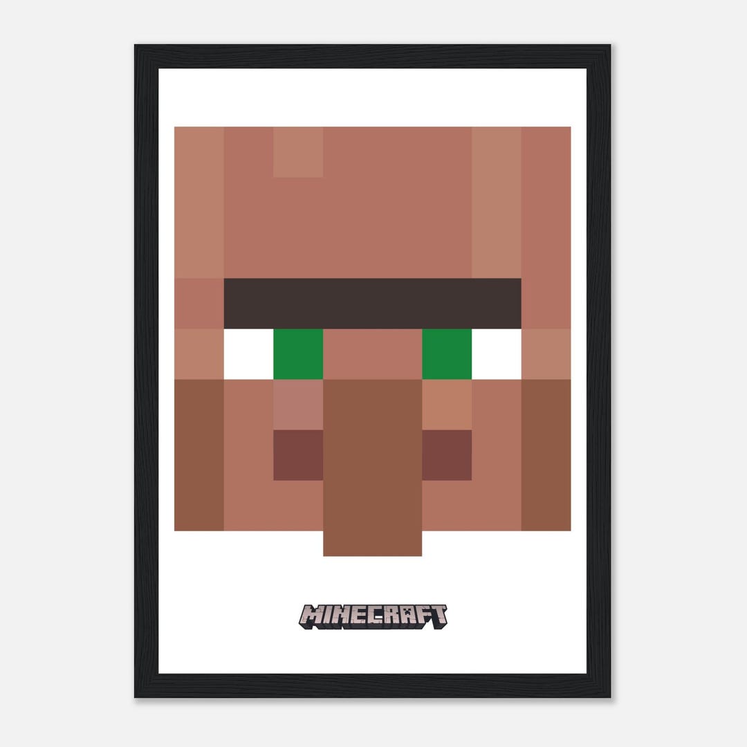 Minecraft VILLAGER Print Artwork - Premium Matte Paper Wooden Framed ...