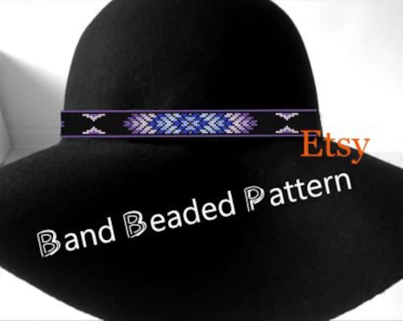 Delica Beads Loom Hatband Pattern No.34 Beaded Belt and Hatband for ...