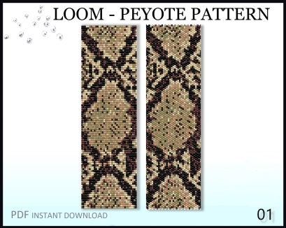 Delica Beads Loom or Peyote Bracelet Patterns No.01 DIY Gift Idea ...