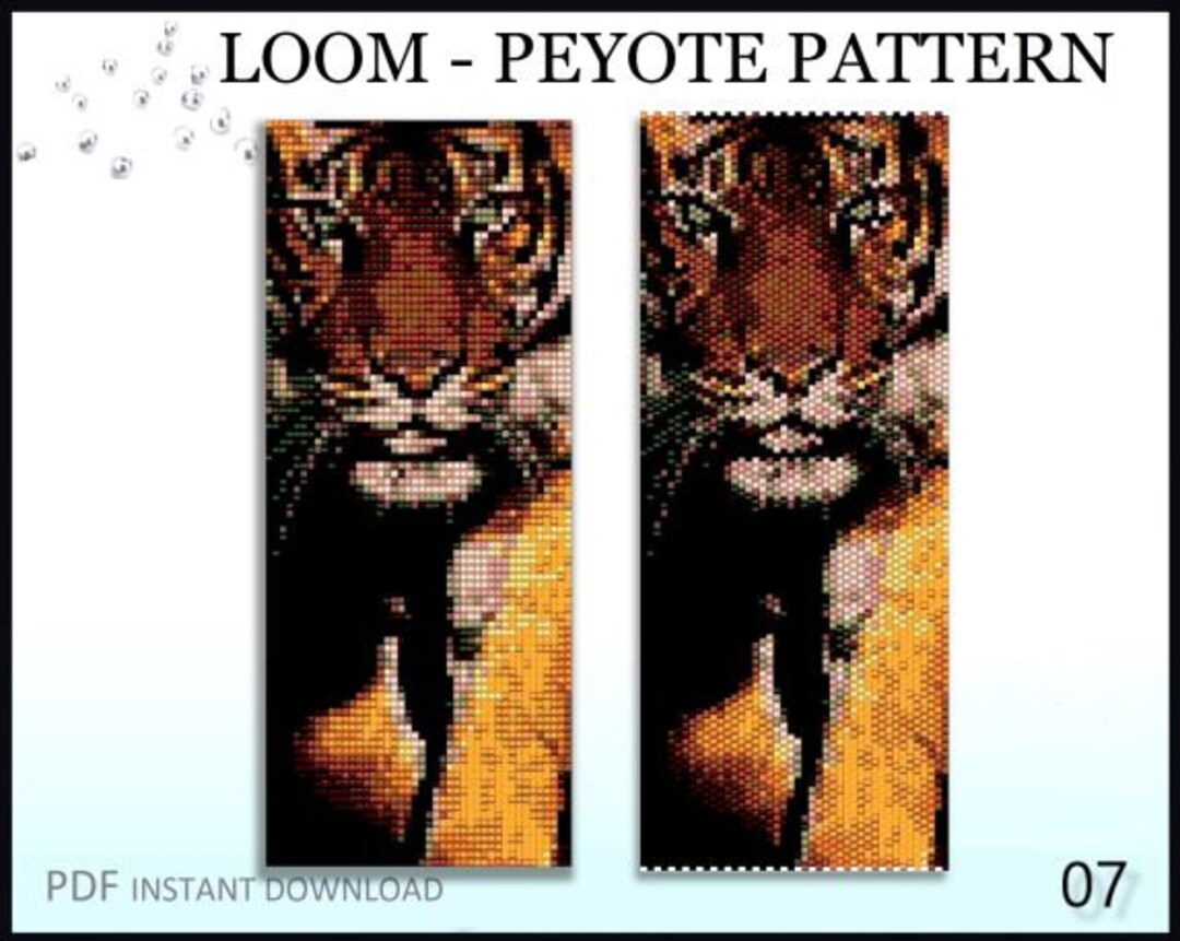 Delica Beads Loom, Peyote Even Pattern No.01 Tiger Beaded Bracelet ...